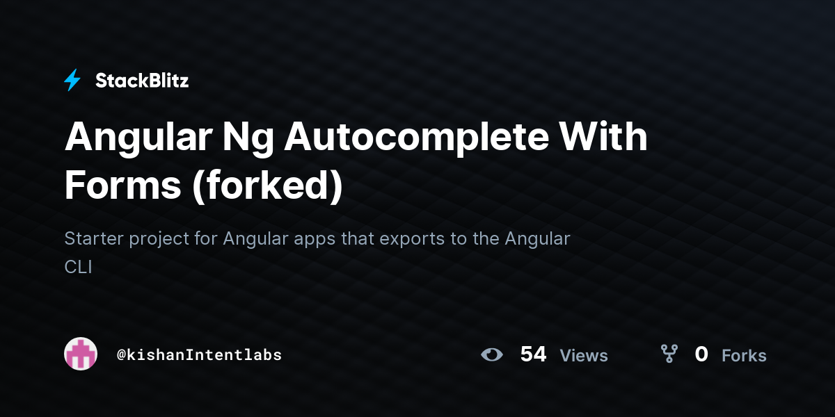 Angular Ng Autocomplete With Forms (forked) - StackBlitz Angular Ng Autocomplete With Forms (forked) - StackBlitz