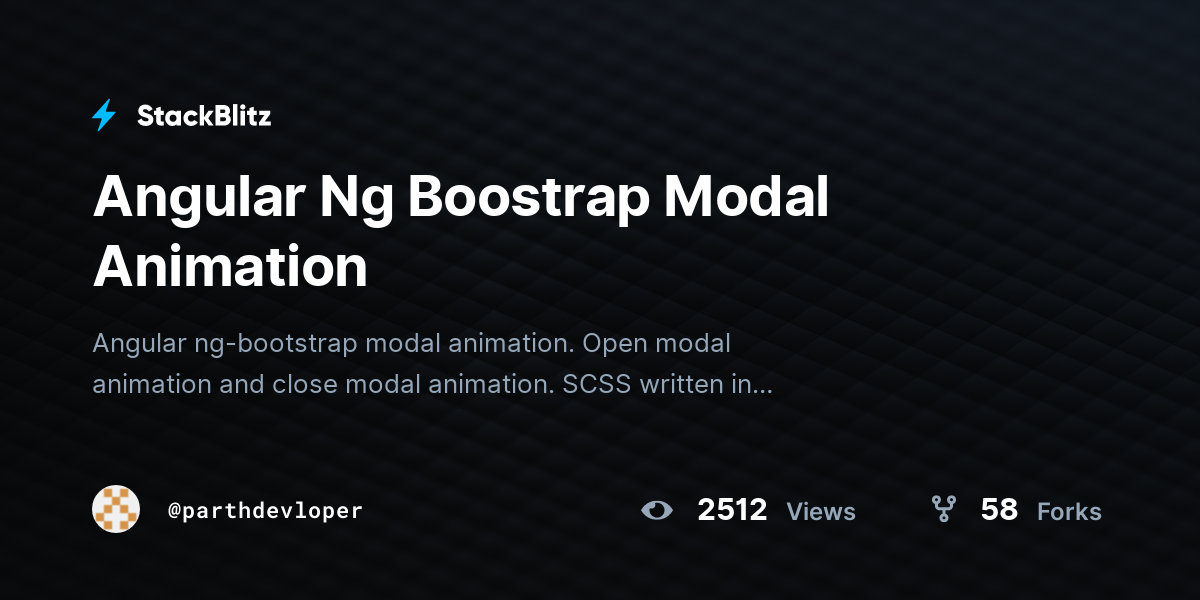 Angular Ng Boostrap Modal Animation - StackBlitz