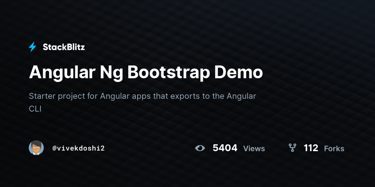 Angular Ng Bootstrap Demo - StackBlitz
