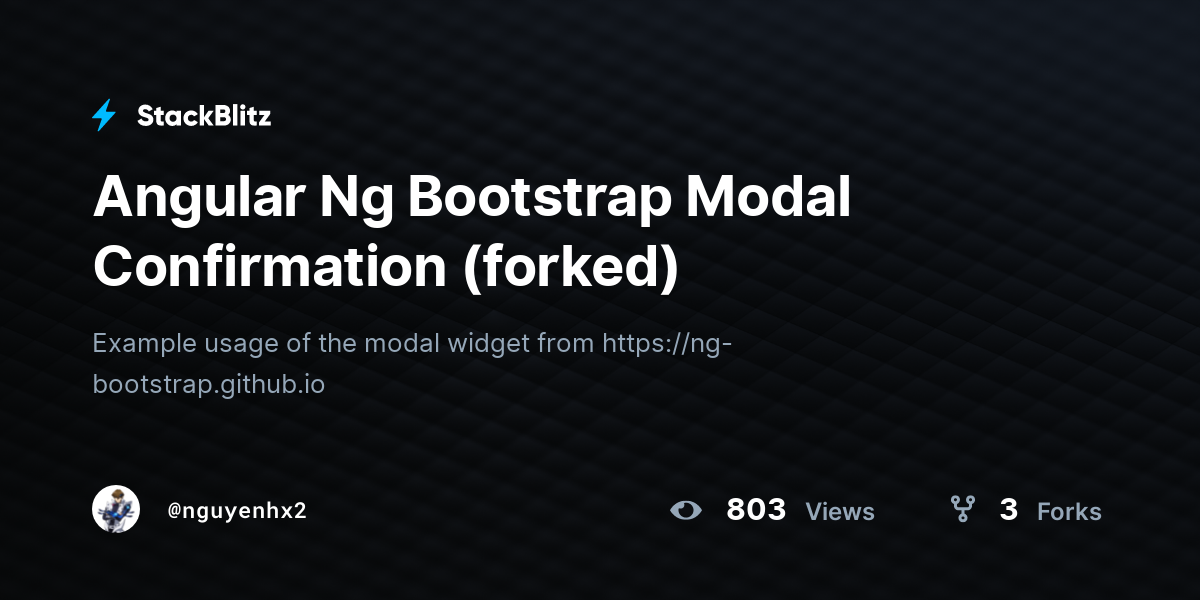 Angular Ng Bootstrap Modal Confirmation (forked) - StackBlitz