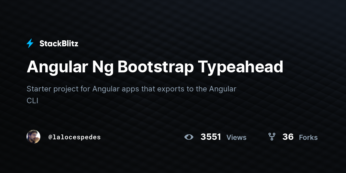 Angular Ng Bootstrap Typeahead Stackblitz 