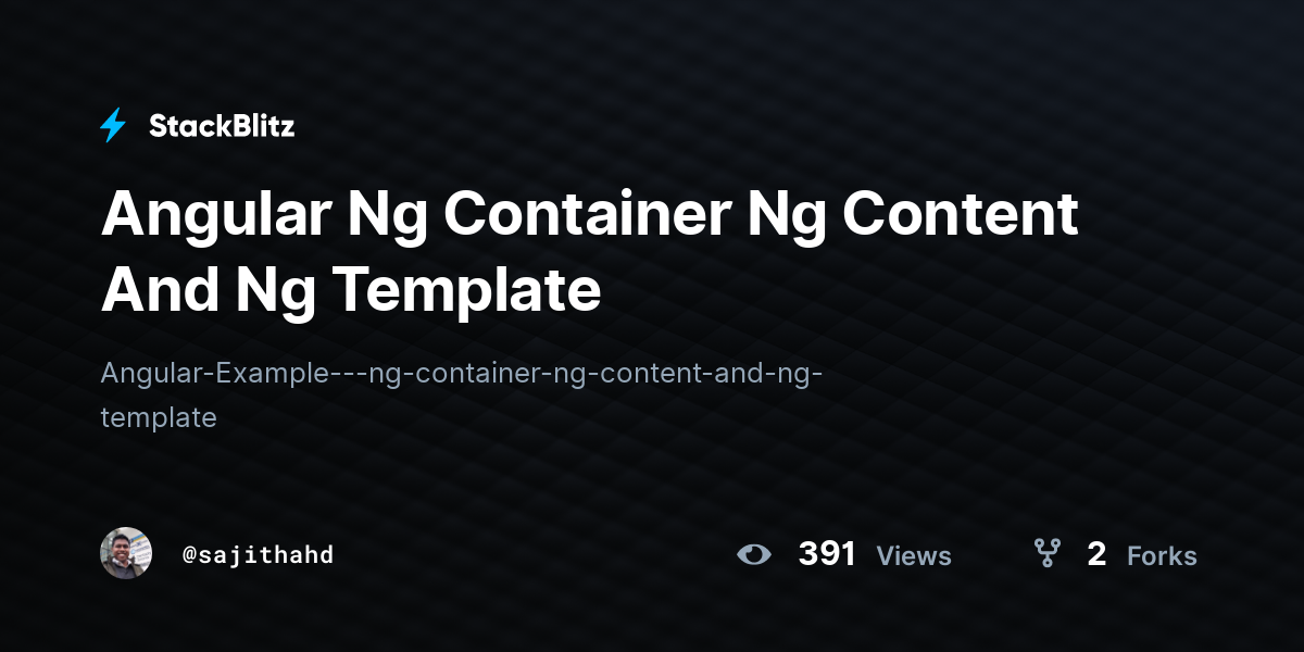 Angular Ng Container Ng Content And Ng Template - StackBlitz Angular Ng Container Ng Content And Ng Template - StackBlitz