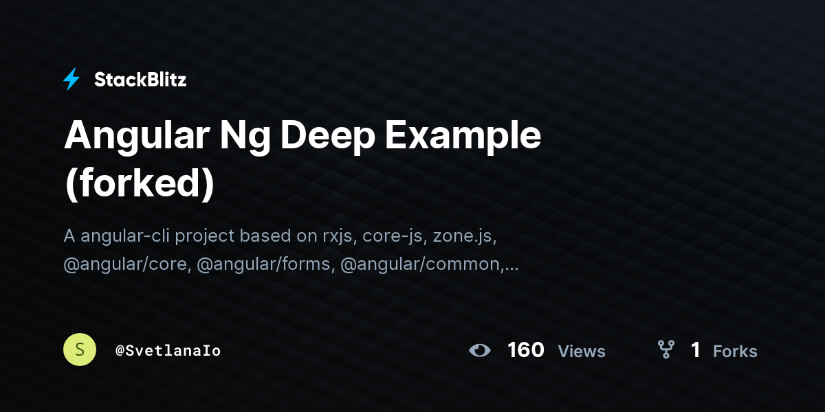 Angular Ng Deep Example (forked) - StackBlitz Angular Ng Deep Example (forked) - StackBlitz