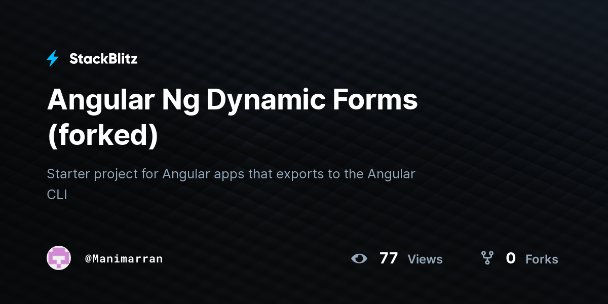 Angular Ng Dynamic Forms (forked) - StackBlitz
