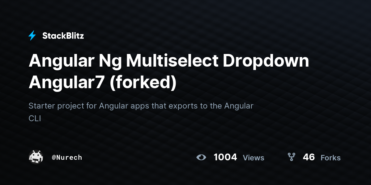 Angular Ng Multiselect Dropdown Angular7 (forked) - StackBlitz