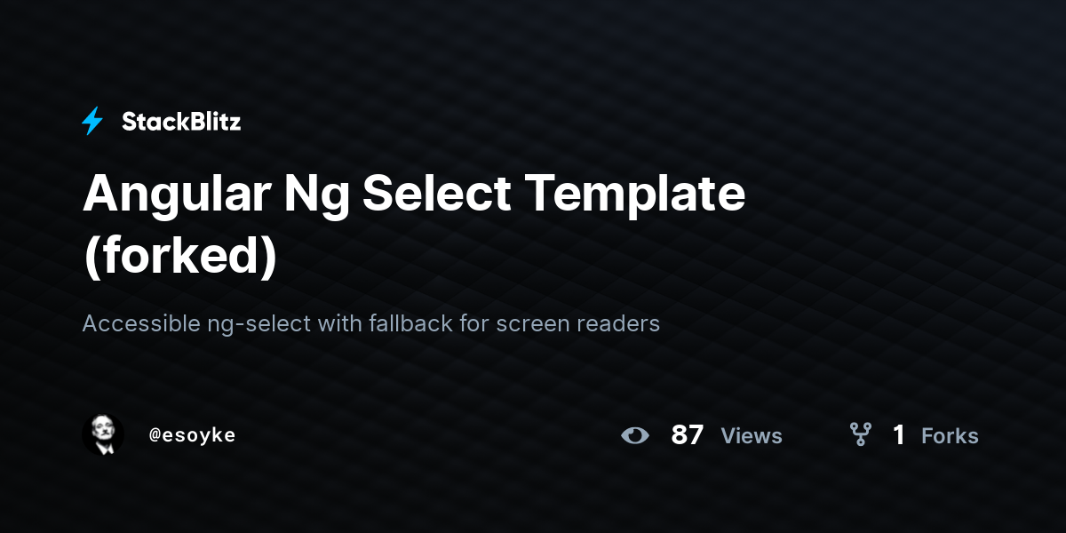 Angular Ng Select Template (forked) - StackBlitz