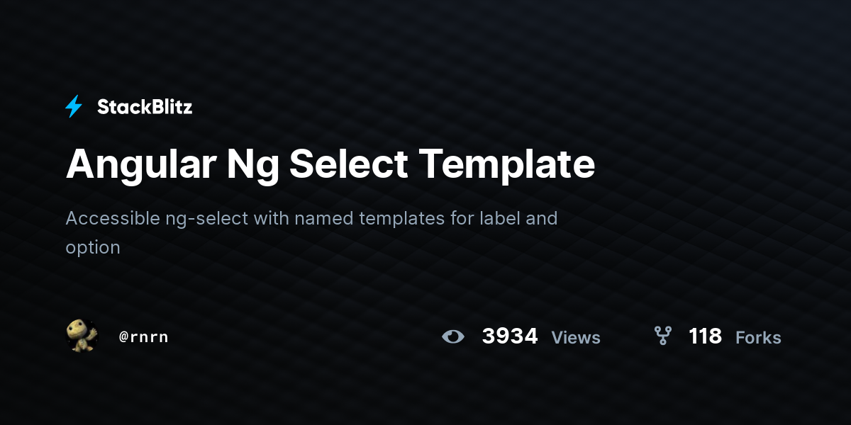 Angular Ng Select Template - StackBlitz