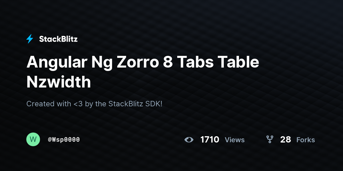 Angular Ng Zorro 8 Tabs Table Nzwidth - StackBlitz