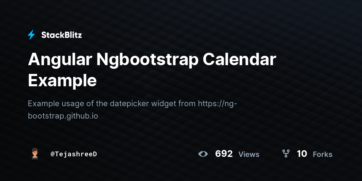 Angular Ngbootstrap Calendar Example - StackBlitz