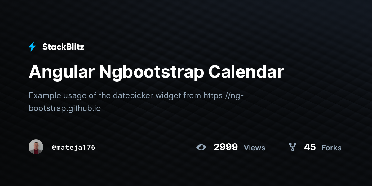 Angular Ngbootstrap Calendar - StackBlitz
