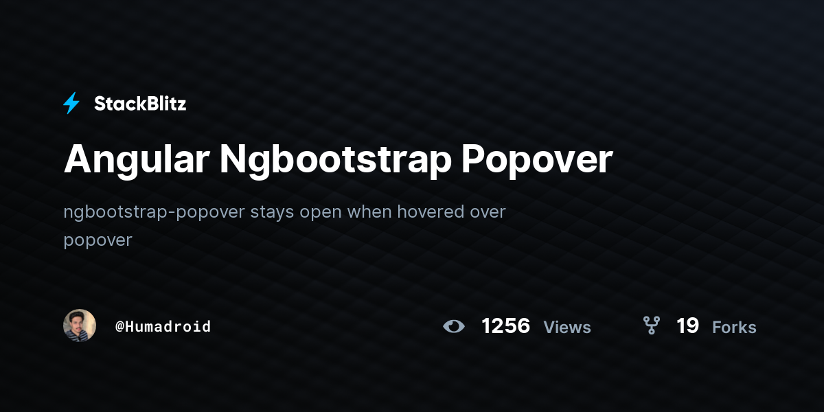 Angular Ngbootstrap Popover - StackBlitz