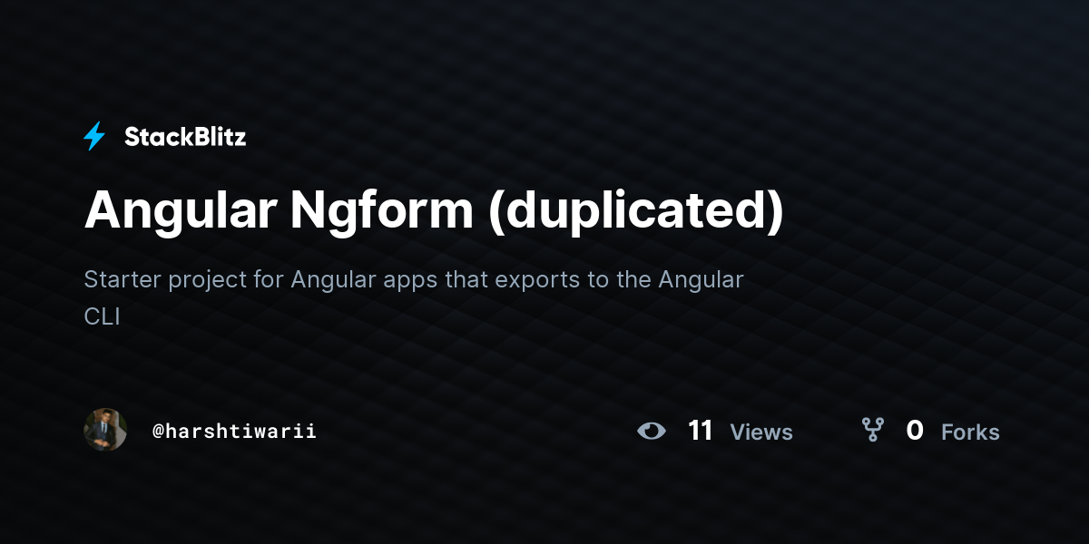 Angular Ngform (forked) - StackBlitz Angular Ngform (forked) - StackBlitz