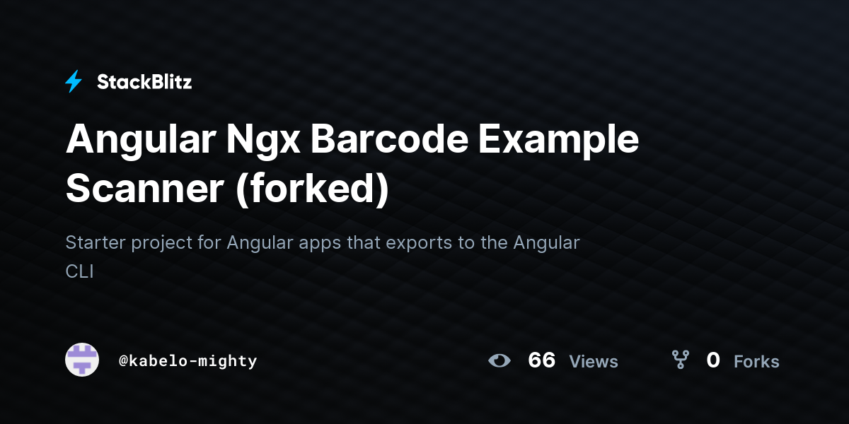Angular Ngx Barcode Example Scanner (forked) - StackBlitz