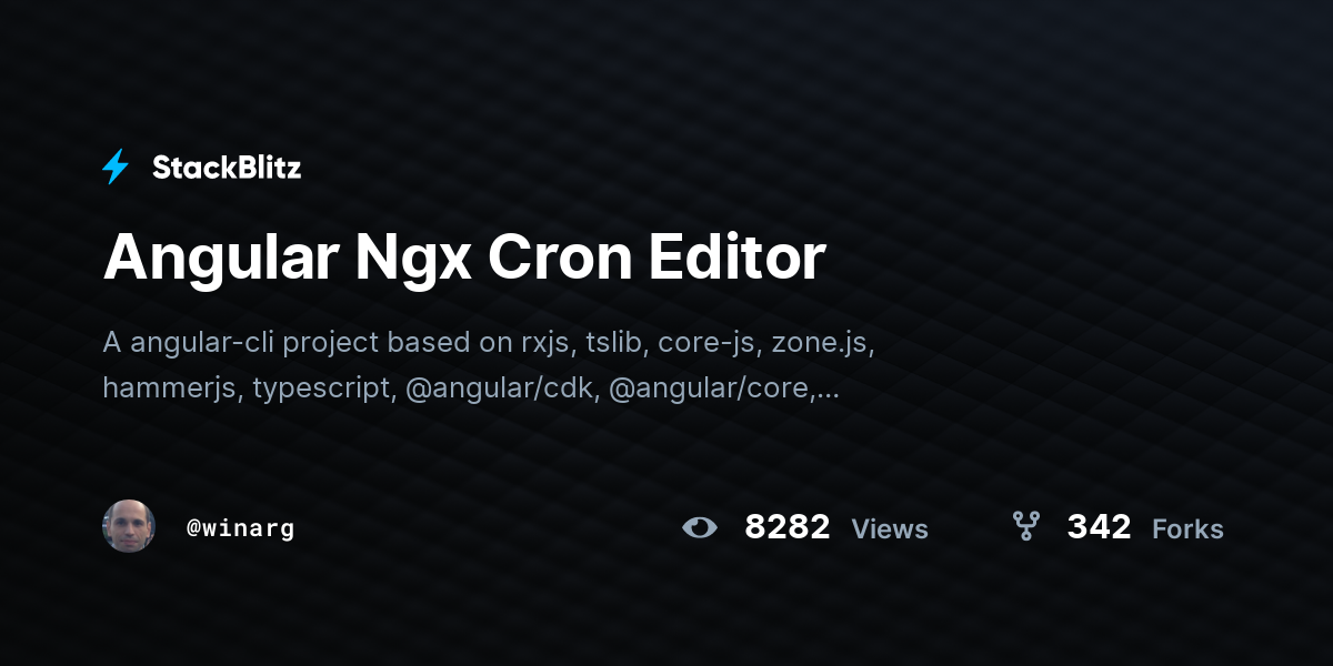 Angular Ngx Cron Editor - StackBlitz Angular Ngx Cron Editor - StackBlitz