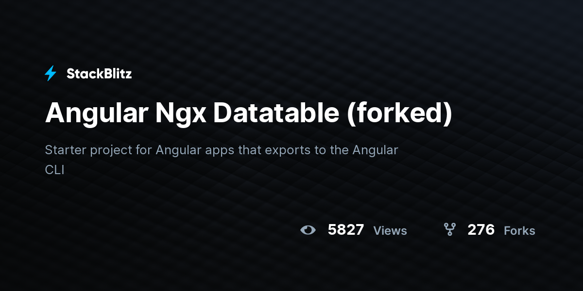 Angular Ngx Datatable (forked) - StackBlitz
