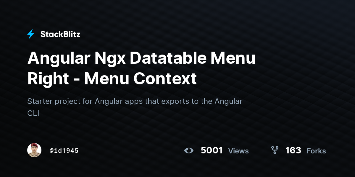 Angular Ngx Datatable Menu Right - Menu Context - StackBlitz
