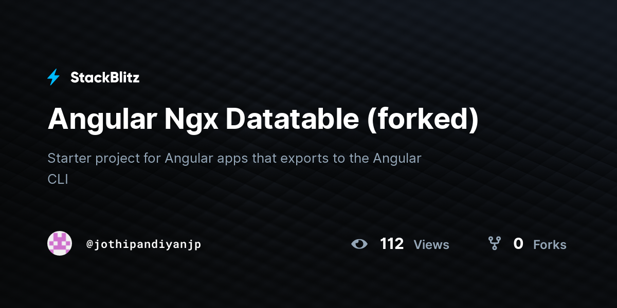 Angular Ngx Datatable (forked) - StackBlitz
