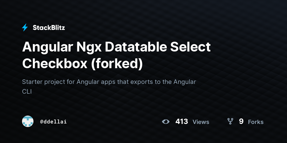 Angular Ngx Datatable Select Checkbox (forked) - StackBlitz