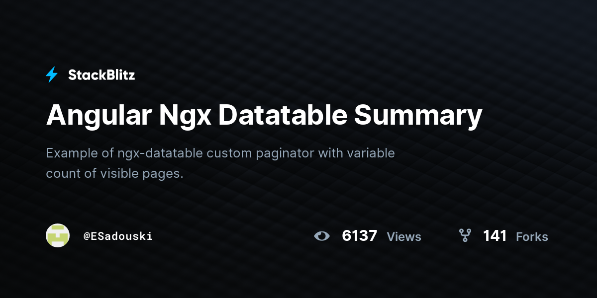 Angular Ngx Datatable Summary - StackBlitz