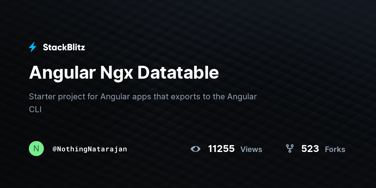 Angular Ngx Datatable - StackBlitz Angular Ngx Datatable - StackBlitz