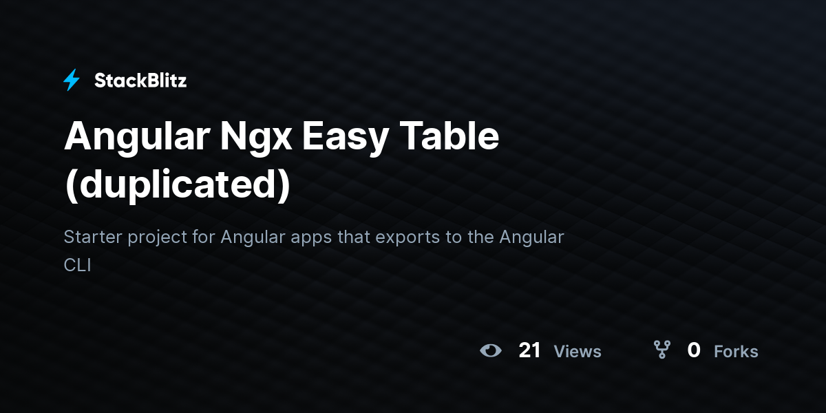 Angular Ngx Easy Table (duplicated) - StackBlitz