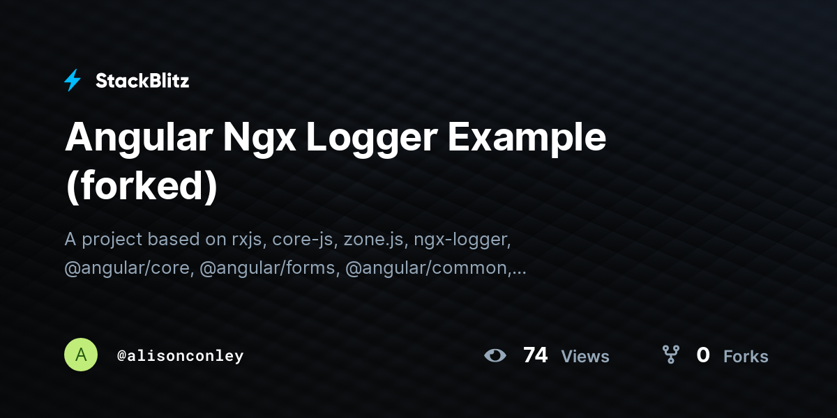 Angular Ngx Logger Example (forked) - StackBlitz Angular Ngx Logger Example (forked) - StackBlitz