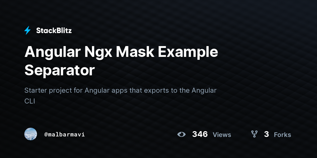 Angular Ngx Mask Example Separator - StackBlitz
