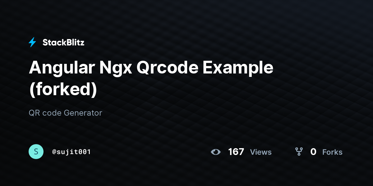 Angular Ngx Qrcode Example (forked) - StackBlitz Angular Ngx Qrcode Example (forked) - StackBlitz