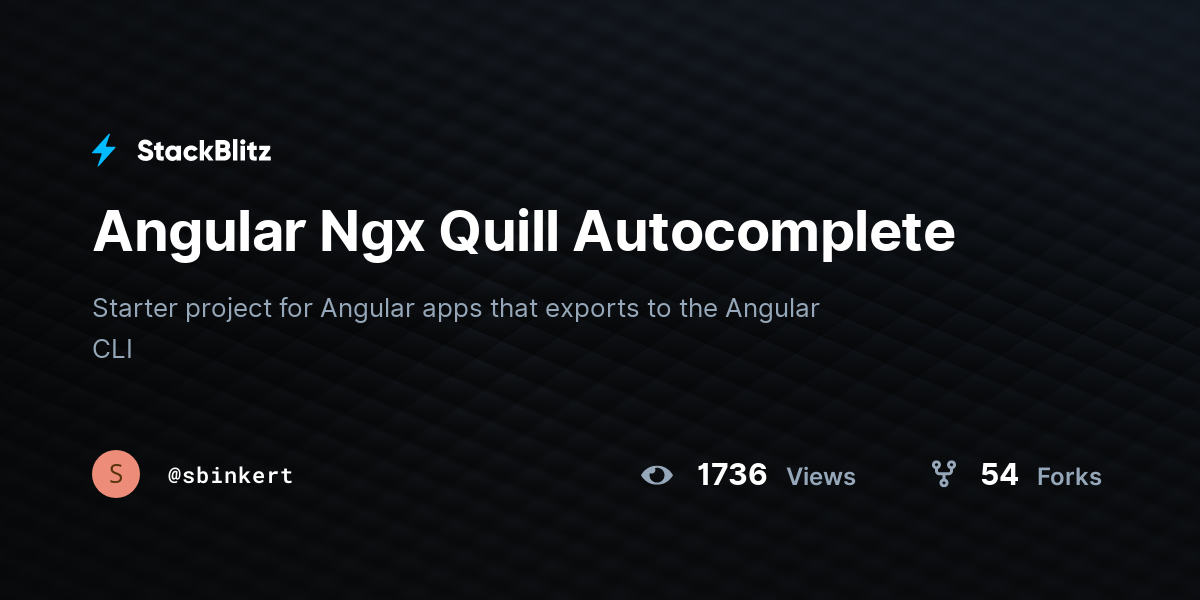 Angular Ngx Quill Autocomplete - StackBlitz