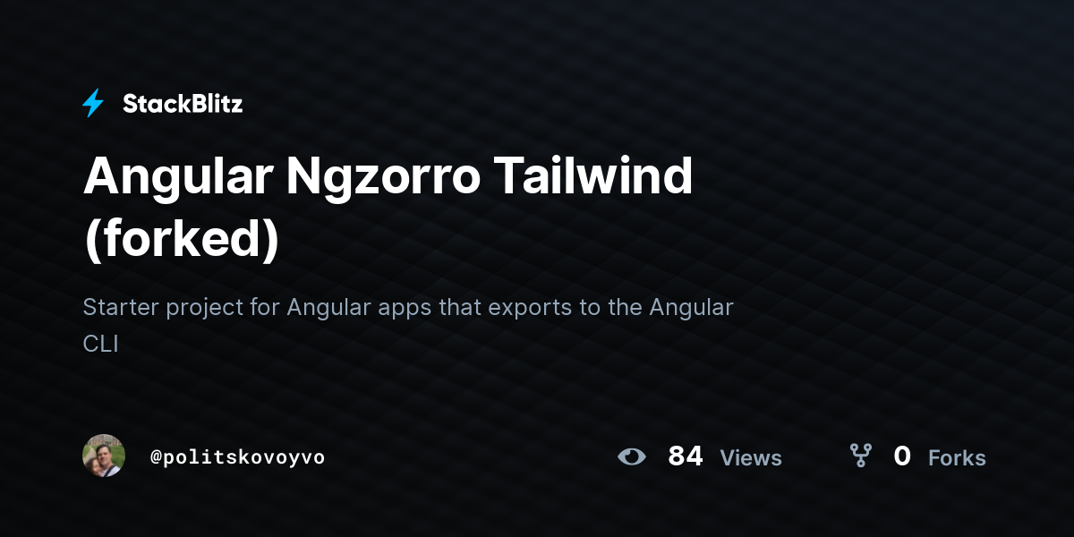 Angular Ngzorro Tailwind (forked) - StackBlitz