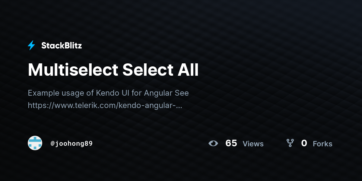 Multiselect Select All - StackBlitz