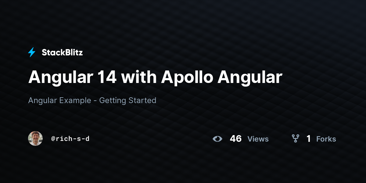 Angular 14 with Apollo Angular - StackBlitz Angular 14 with Apollo Angular - StackBlitz