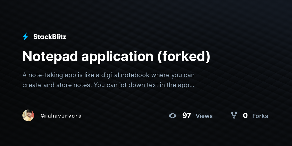 Notepad application (forked) - StackBlitz