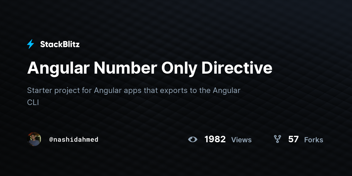 Angular Number Only Directive - StackBlitz