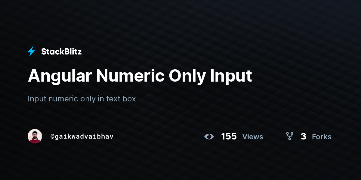 Angular Numeric Only Input - StackBlitz