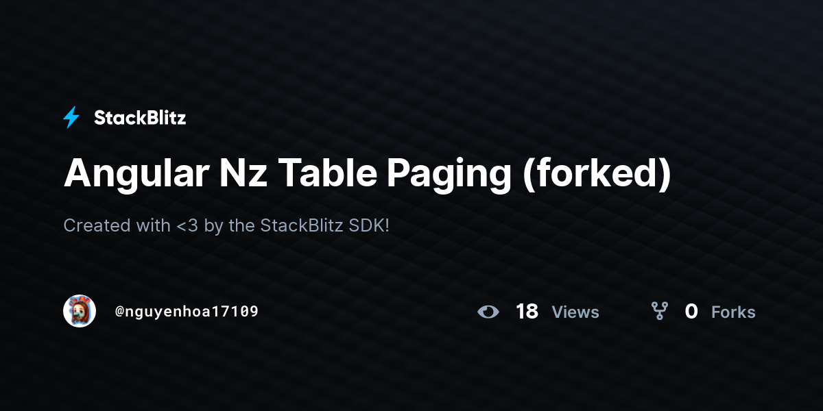 Angular Nz Table Paging (forked) - StackBlitz