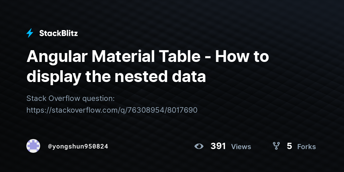 Angular Material Table - How to display the nested data - StackBlitz