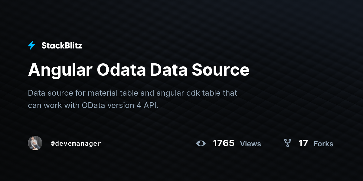 Angular Odata Data Source - StackBlitz