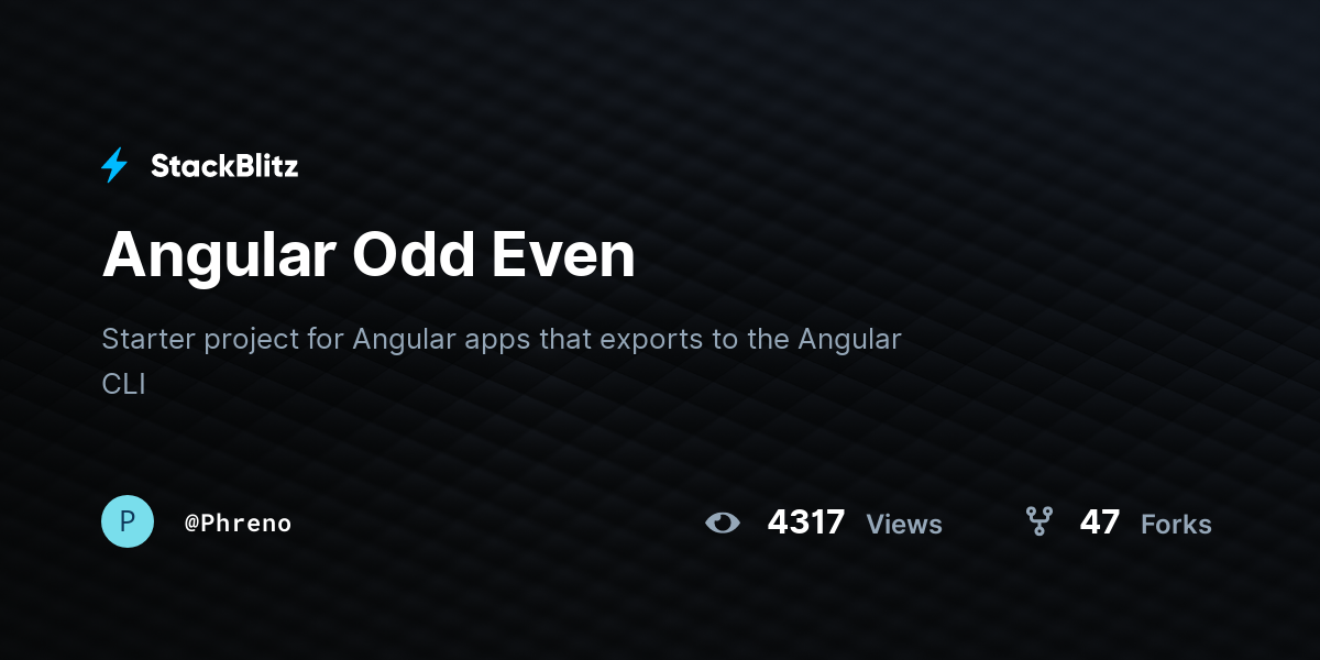 Angular Odd Even - StackBlitz