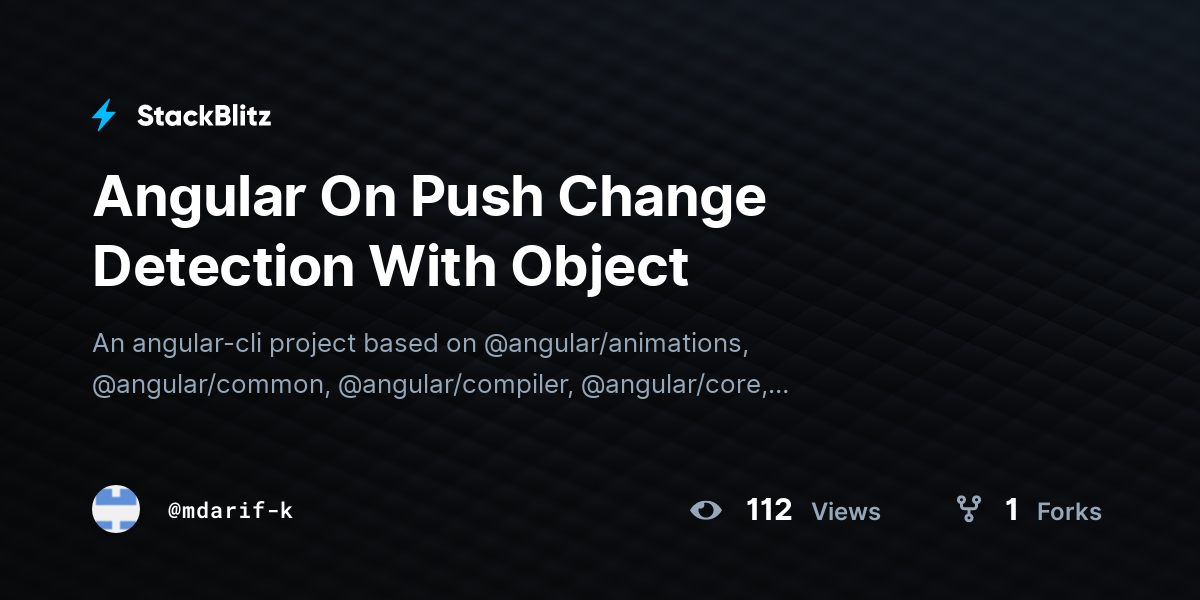 Angular On Push Change Detection With Object - StackBlitz