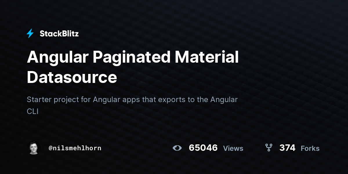Angular Paginated Material Datasource - StackBlitz