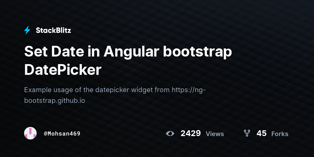 Set Date in Angular bootstrap DatePicker - StackBlitz