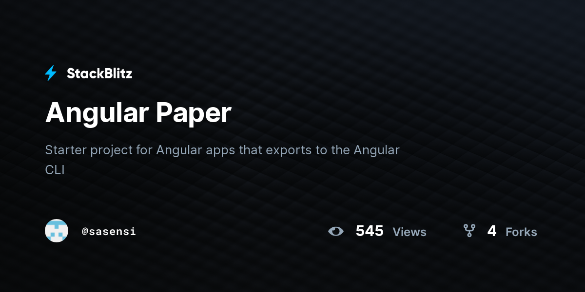 Angular Paper Stackblitz
