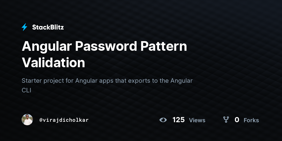 Angular Password Pattern Validation - StackBlitz