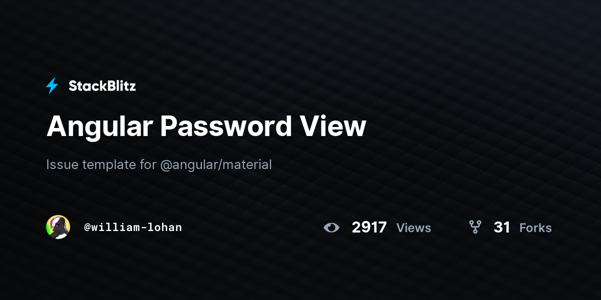 Angular Password View - StackBlitz