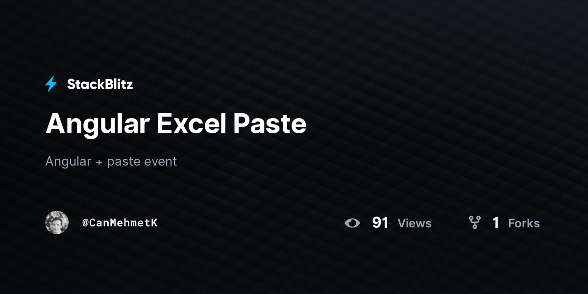 Angular Excel Paste - StackBlitz Angular Excel Paste - StackBlitz
