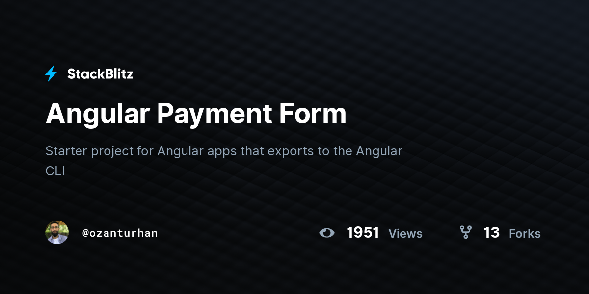 Angular Payment Form - StackBlitz