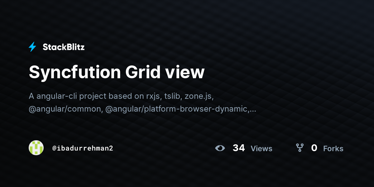Syncfution Grid view - StackBlitz