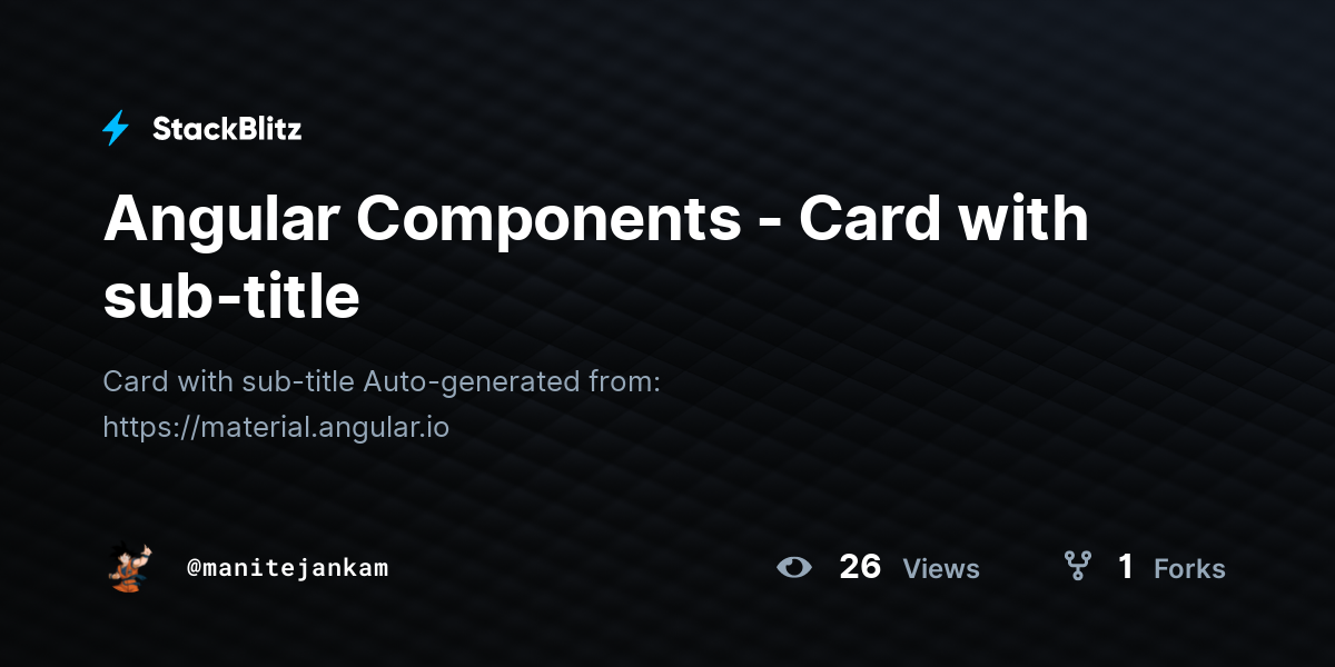 Angular Components - Card with sub-title - StackBlitz