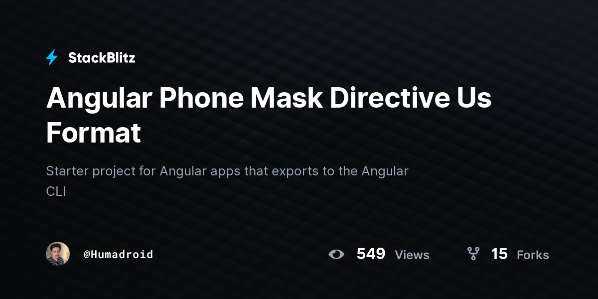 Angular Phone Mask Directive Us Format - StackBlitz